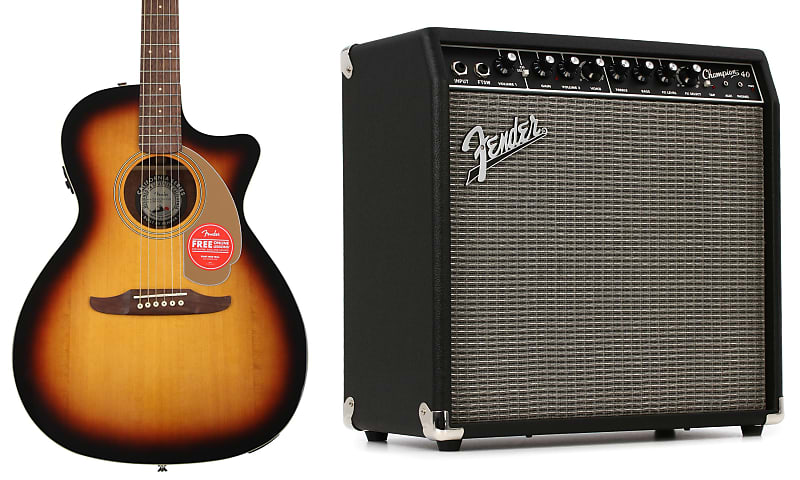 Fender Newporter Player Acoustic-Electric Guitar - Sunburst | Reverb