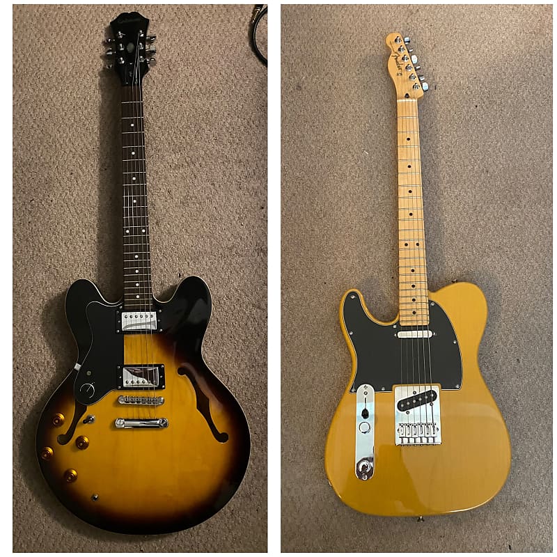 Left Handed Epiphone Dot & Left Handed Player Telecaster | Reverb