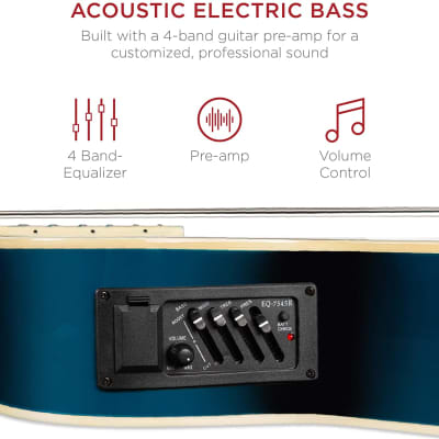 Full Size 4 String Acoustic Electric Bass Guitar Fretted Bass | Reverb