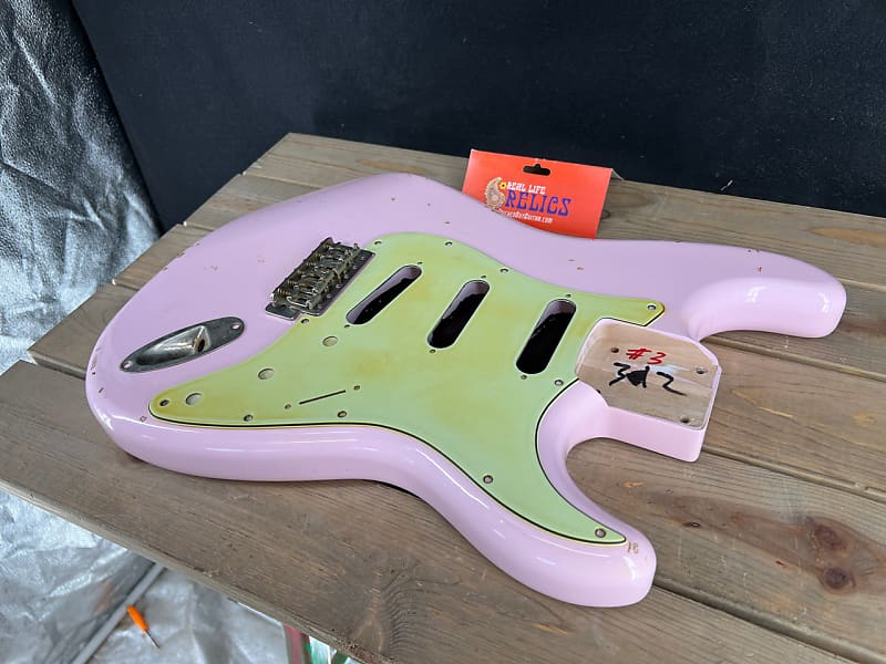 Real Life Relics Nitro Strat® Body Aged Shell Pink # 3 | Reverb
