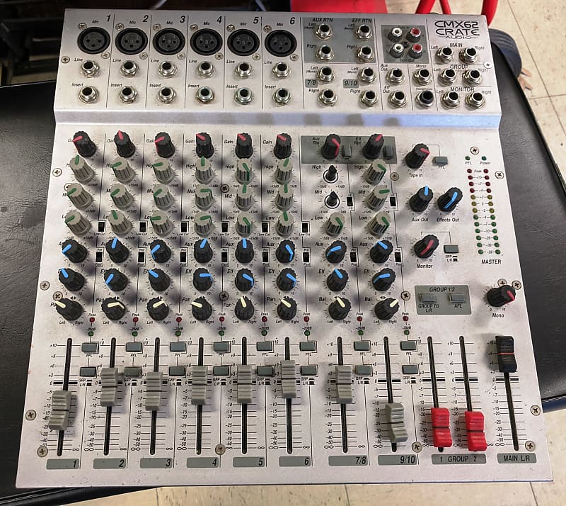 Crate CMX-62 Mixer, 8 Channels, Phantom, XLR, ¼”, Low Cut, | Reverb
