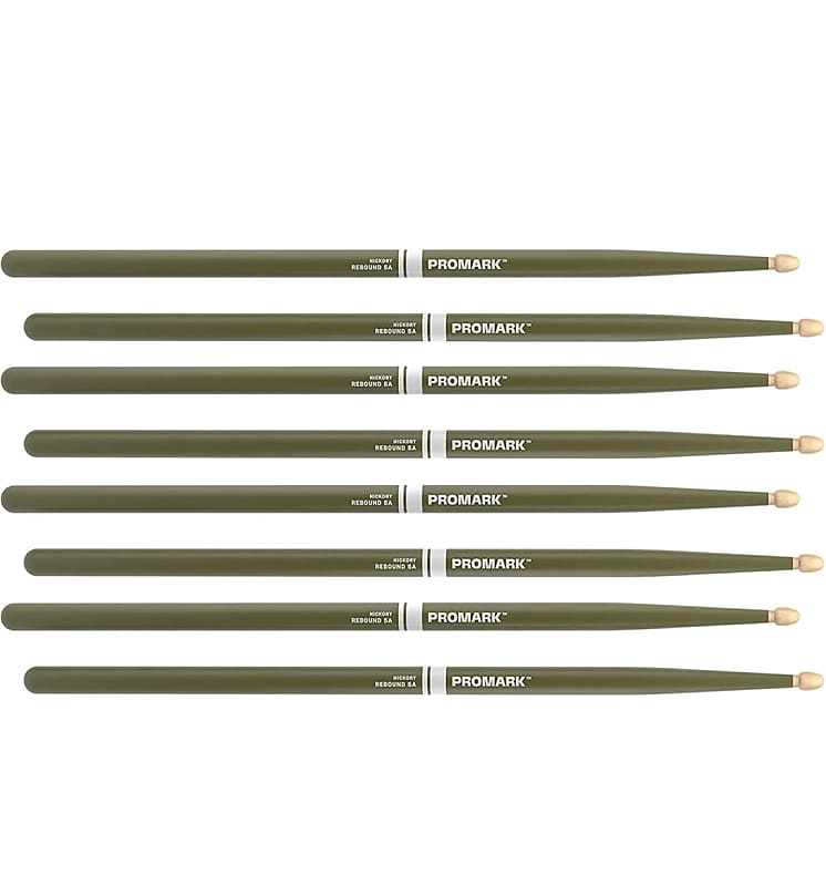 4 PACK ProMark Rebound 5A Painted Green Hickory Drumsticks, | Reverb