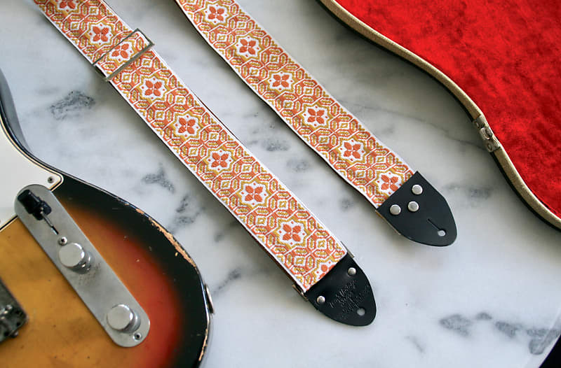 Vintage 60s Orange 'Octa star' Hippie Guitar Strap Replica | Reverb