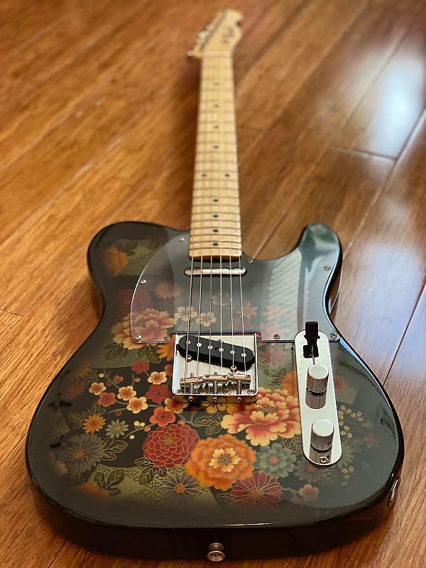 Very Rare Fender Japan Telecaster Black Floral Custom Order | Reverb