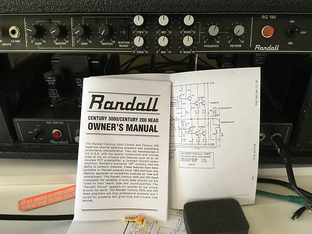 Randall RG 180 200 Century 200 3000 Schematic 1990-1992 White | Reverb