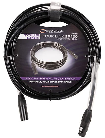 Accu-Cable TOUR LINK 5P100 100 Foot 5-Pin Male To Female DMX | Reverb
