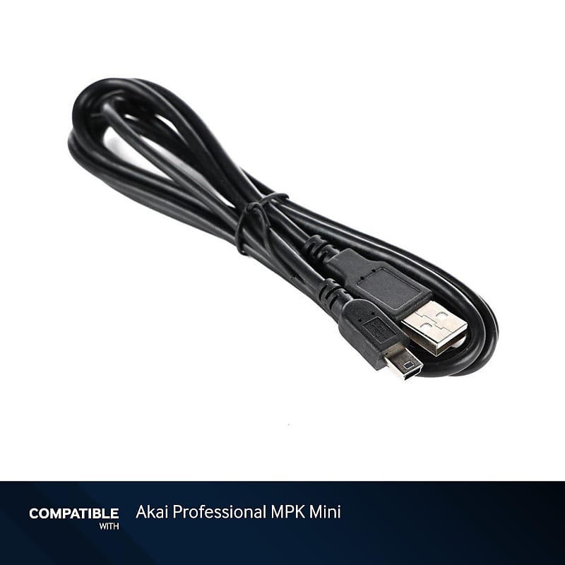 6-foot Black USB-A to Mini B Cable for Akai Professional MPK | Reverb