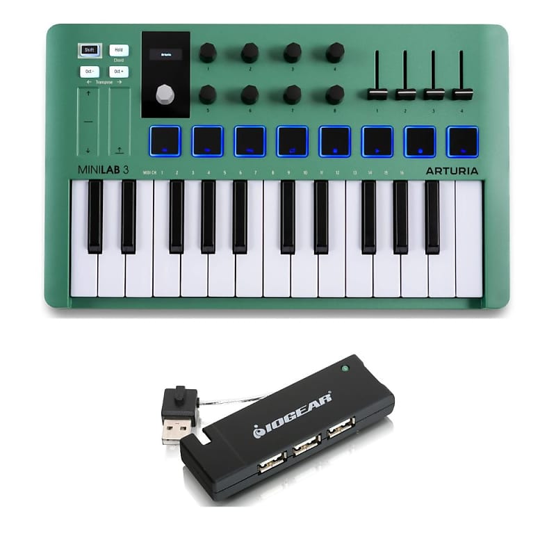 Arturia MiniLab 3 Mint Edition Bundle with IOGEAR 4-Port USB | Reverb