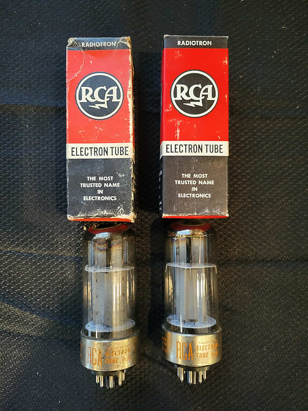 Matched Pair 1961 RCA USA 7027A Tubes Double D Getters Holy | Reverb