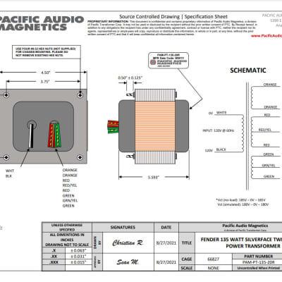 Pacific Transformer Fender 135 Watt Silverface Twin Reverb | Reverb