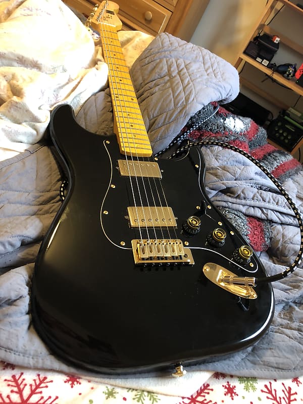 Custom made black Strat body with less Paul pickups | Reverb