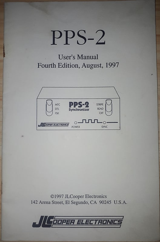 User's Manual for JL Cooper Electronics PPS-2 Synchronizer | Reverb