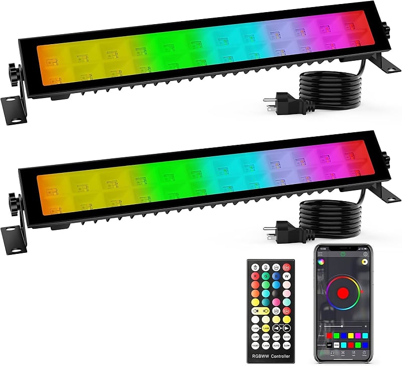 LED Stage Wash Light Bar - 2Pack 48W RGBCW DJ Light Bar IP66 | Reverb