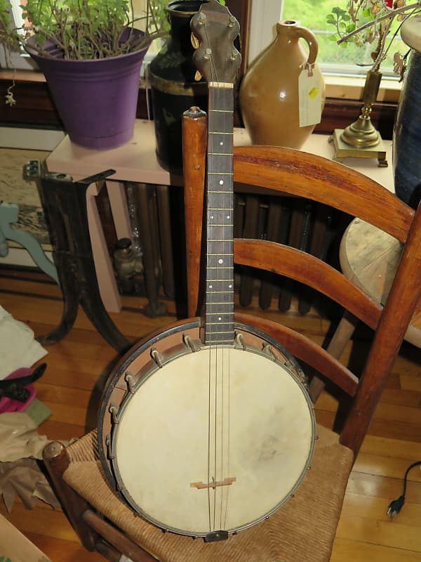 vintage 1900 1910 Sterling Banjo removable back tenor 30" 4 | Reverb