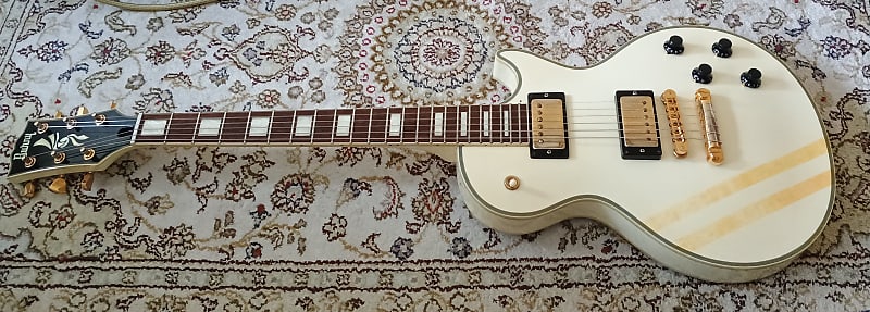 3.52kg 7.7lb Fat Neck Burny Les Paul Custom White Gold HW | Reverb UK