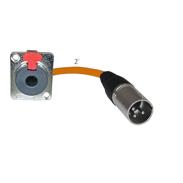 2ft Drop-In Panel Mount Pigtail Cable Orange: Panel Mount 1/4 | Reverb
