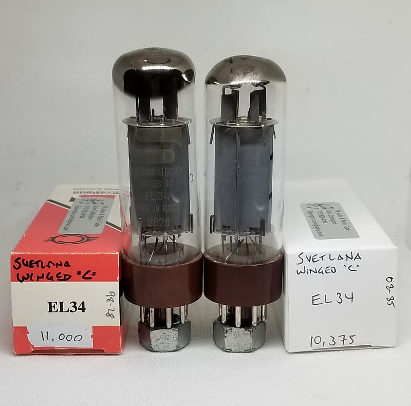 Svetlana "Winged C" 6CA7/EL34 Closely Matched (5.6%) Pair NOS | Reverb