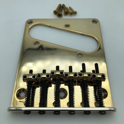 Modern Telecaster Style Bridge w/Hardware - Gold/Black | Reverb