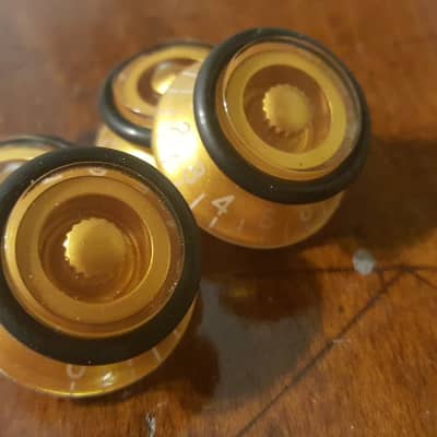 JAT CUSTOM GUITAR PARTS 4 Speed Grip Top Hat Knobs Solid Gold | Reverb