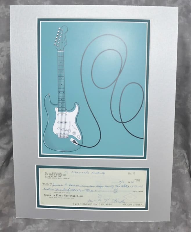 $ALE Leo Fender Autographed Signed 1966 Check w/ Stratocaster | Reverb