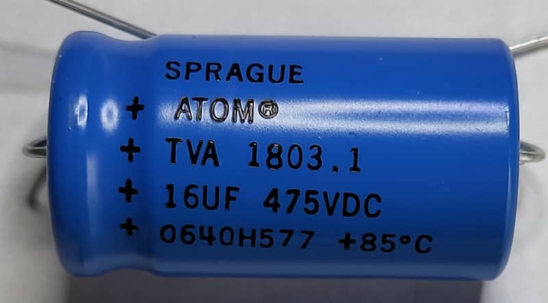 TVA1803.1 Sprague "ATOM" Electrolytic Capacitor, 16uf 475vdc, | Reverb