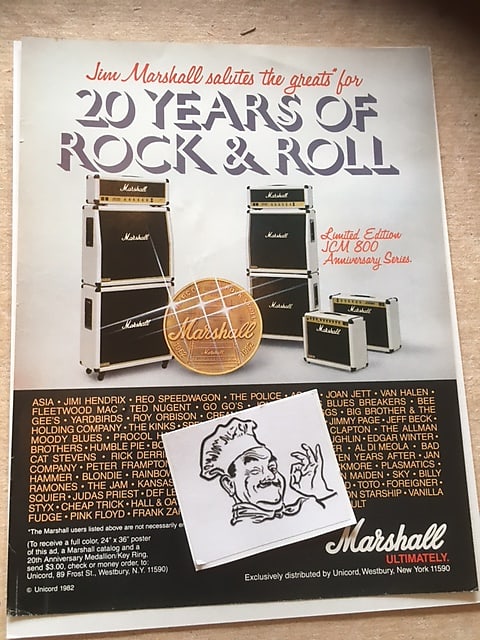 Vintage Advertisement for Marshall Amps 20th anniversarys | Reverb