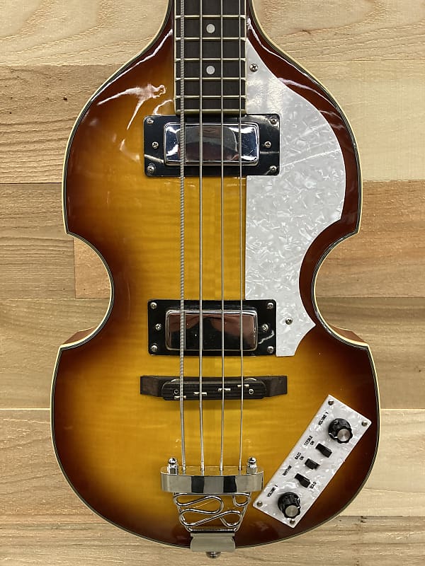 Rogue VB-100 Violin Bass Flamed Maple Vintage Sunburst | Reverb
