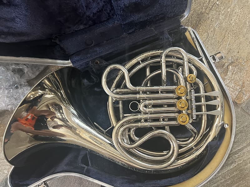 C. G. Conn 8D Silver Double French horn. Made in USA | Reverb