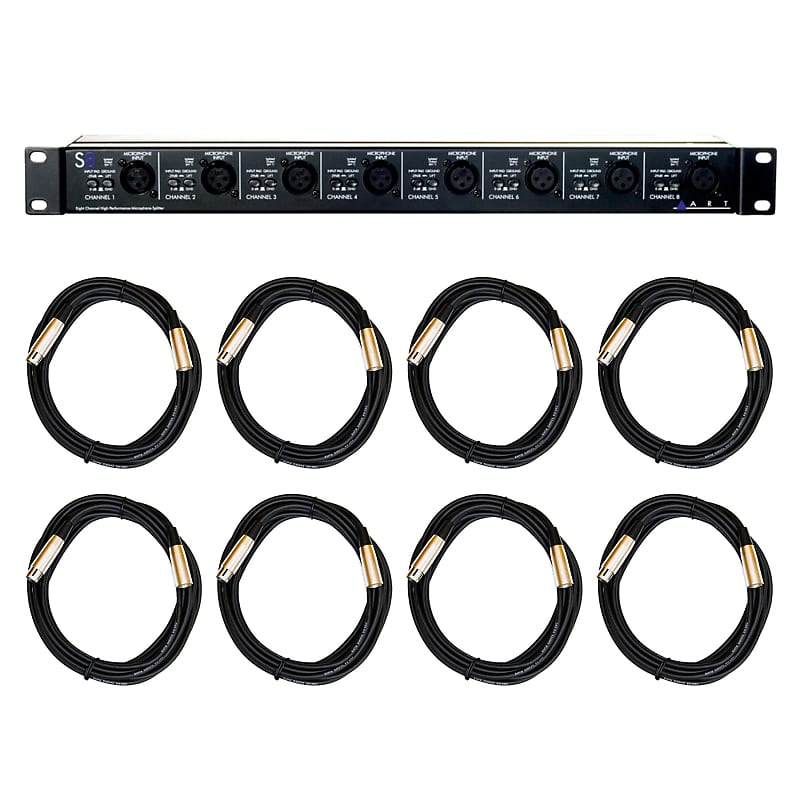 ART S8 8-Channel 2-Way Mic Splitter Bundle with 8 20-foot XLR | Reverb