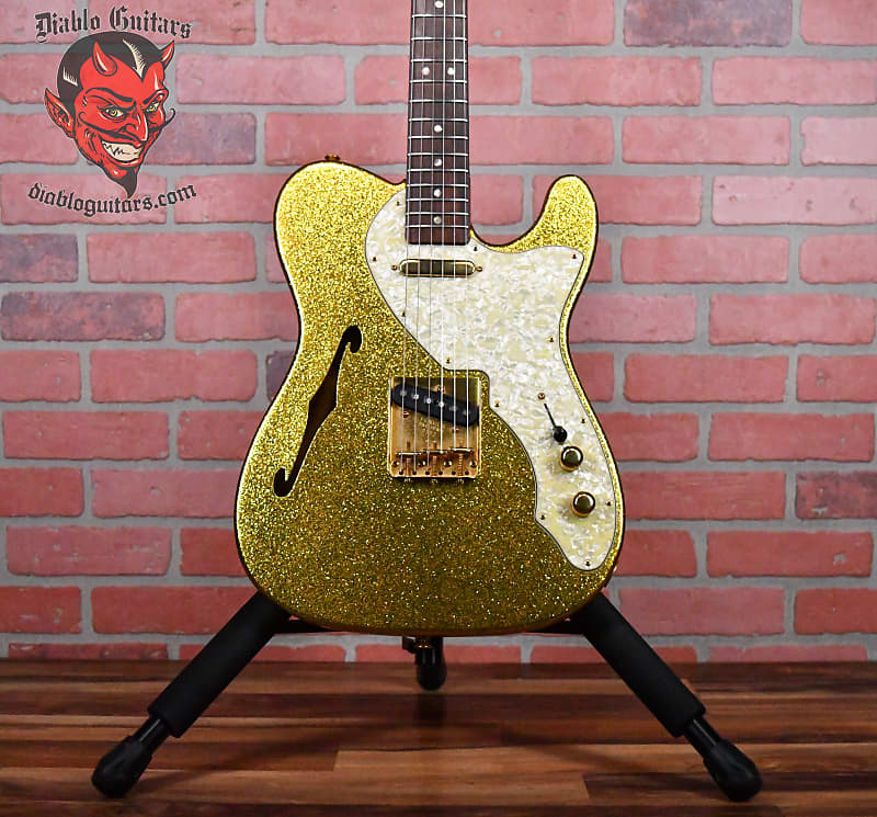 Fender USA Custom Shop Thinline Telecaster Gold Sparkle 1990 | Reverb