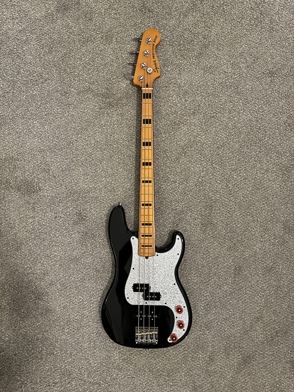 Custom Squier PJ Bass 2023 - Black with Silver Sparkle | Reverb