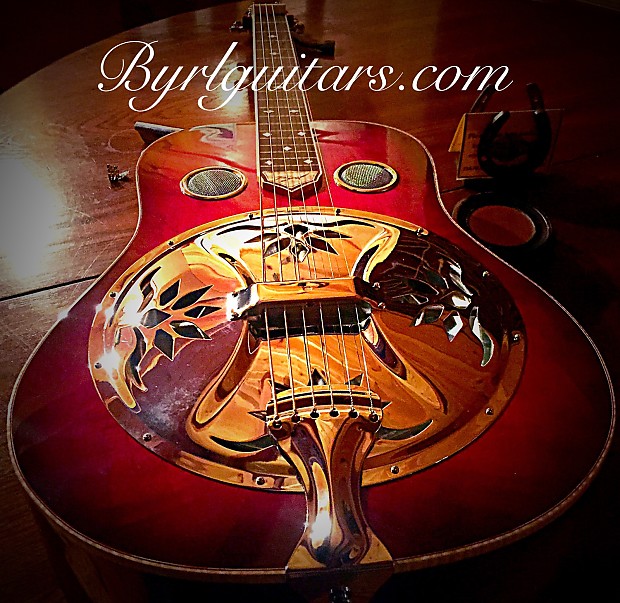 Custom Hand Crafted Byrl Resonator Guitar- Cherry Top with | Reverb