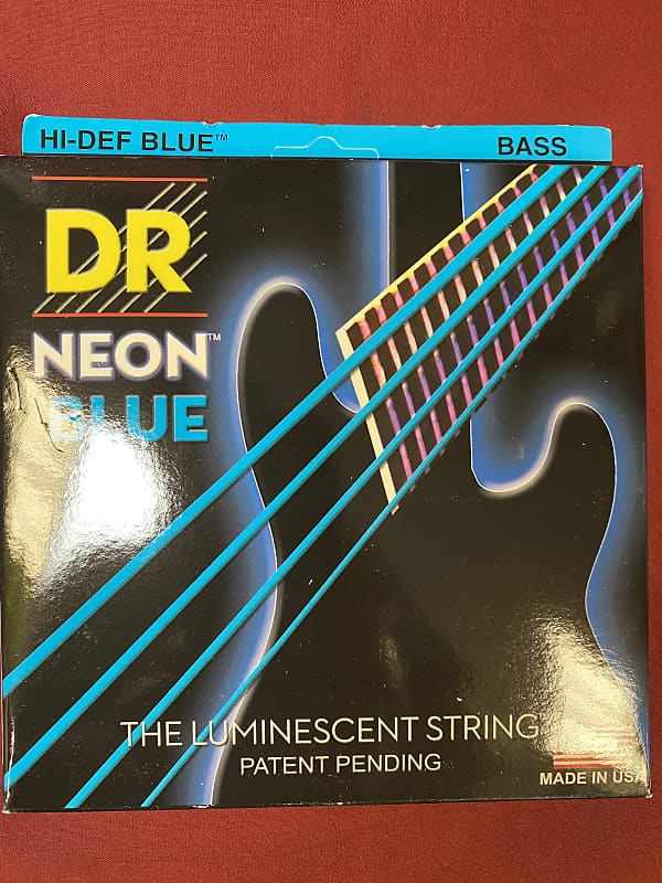 DR Neon NBB-40 blue luminous light bass guitar strings | Reverb UK