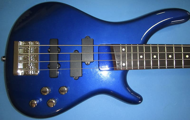 Raven 4 string Bass Metallic blue with road runner gig bag | Reverb