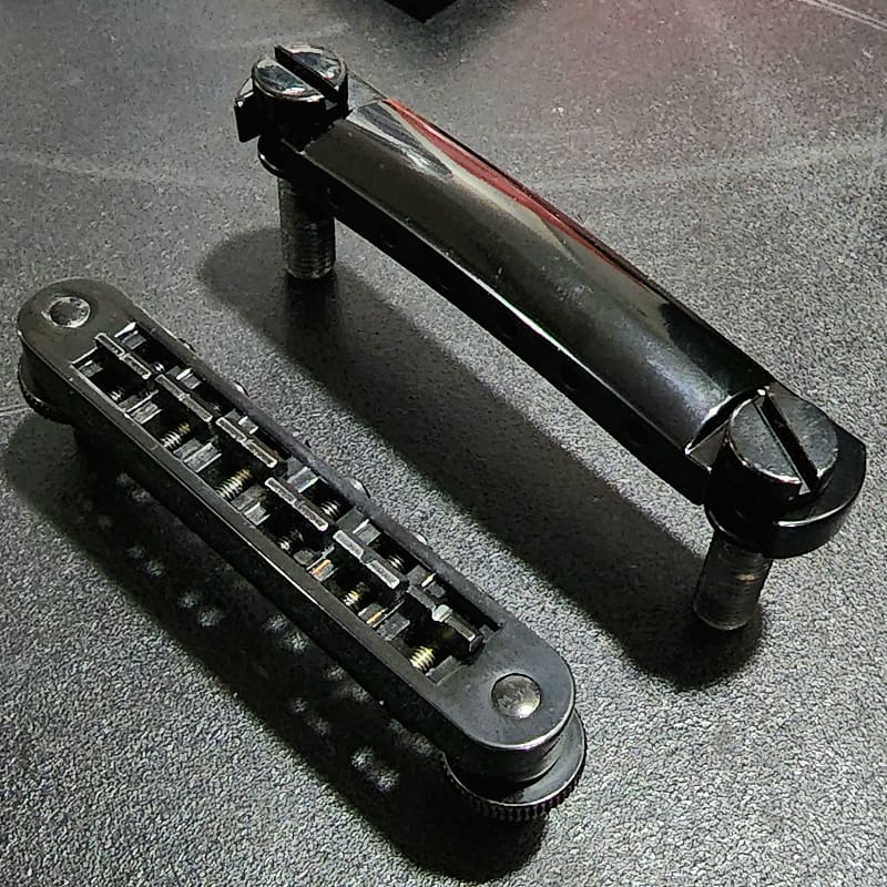 Black Tune-O-Matic Bridge And Stop Bar With Post | Reverb