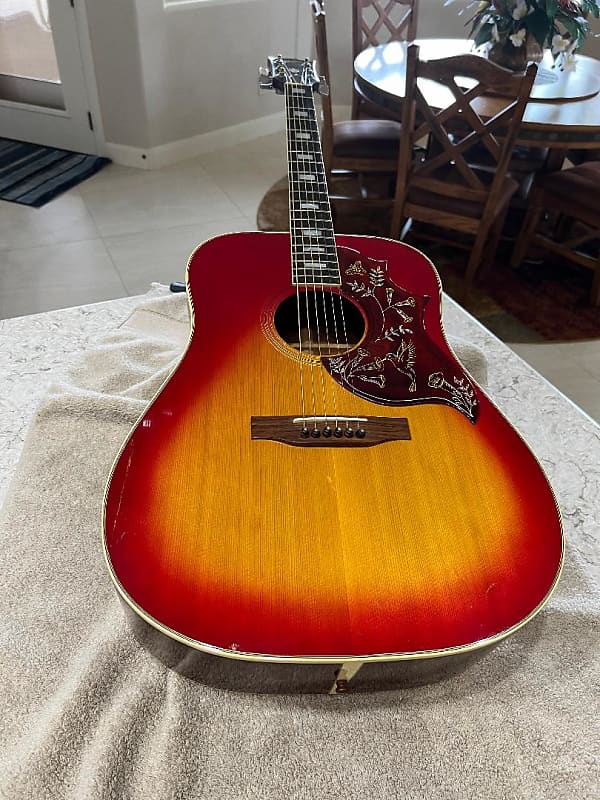 HERITAGE CHERRY GIBSON HUMMINGBIRD CUSTOM ACOUSTIC GUITAR | Reverb