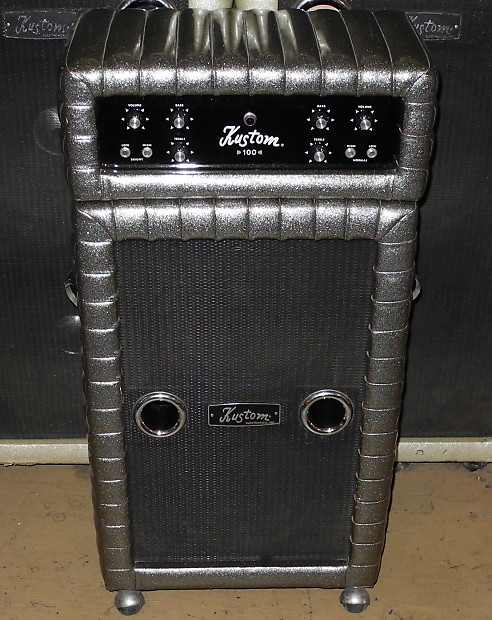 Vintage Kustom K 100 Silver Sparkle Tuck & Roll Guitar Amp w/ | Reverb