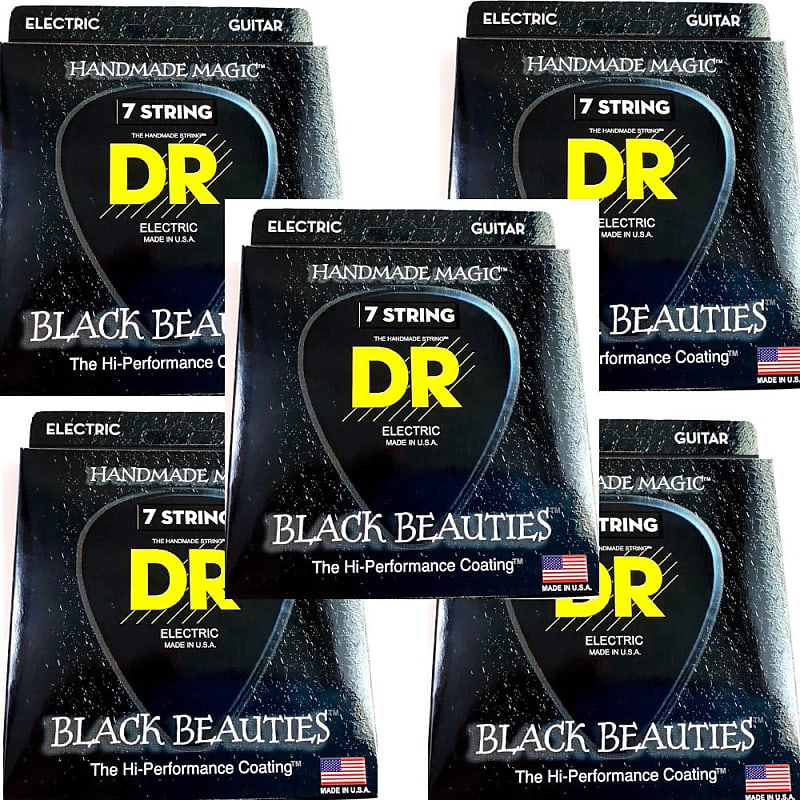 DR Guitar Strings 7-String Electric 5-Pack K3 Black Beauties | Reverb