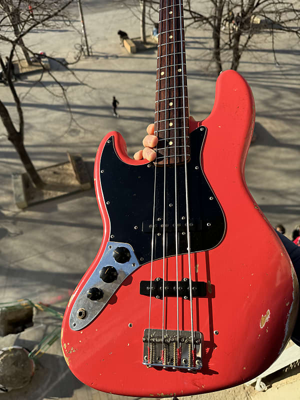 Fender Custom shop lefty jazz bass 66 - Fiesta Red | Reverb