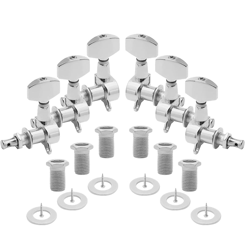 6Pcs Silver Guitar Tuners, 6 Inline Locking Tuners Acoustic | Reverb