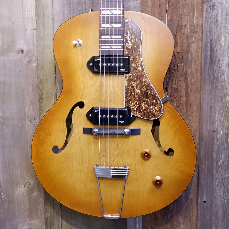 Godin 5th Avenue Jumbo P90 - Harvest Gold with Hard Case | Reverb