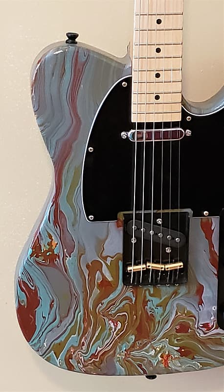 Custom Designed & Crafted Grey Swirl Painted Tele - Serial | Reverb