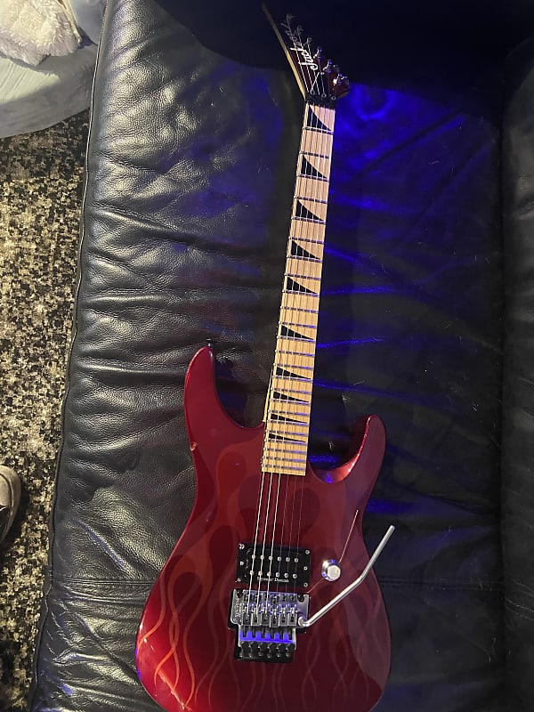 Jackson Dinky DKM-2 Red Ghost Flames, Reverse Headstock, | Reverb
