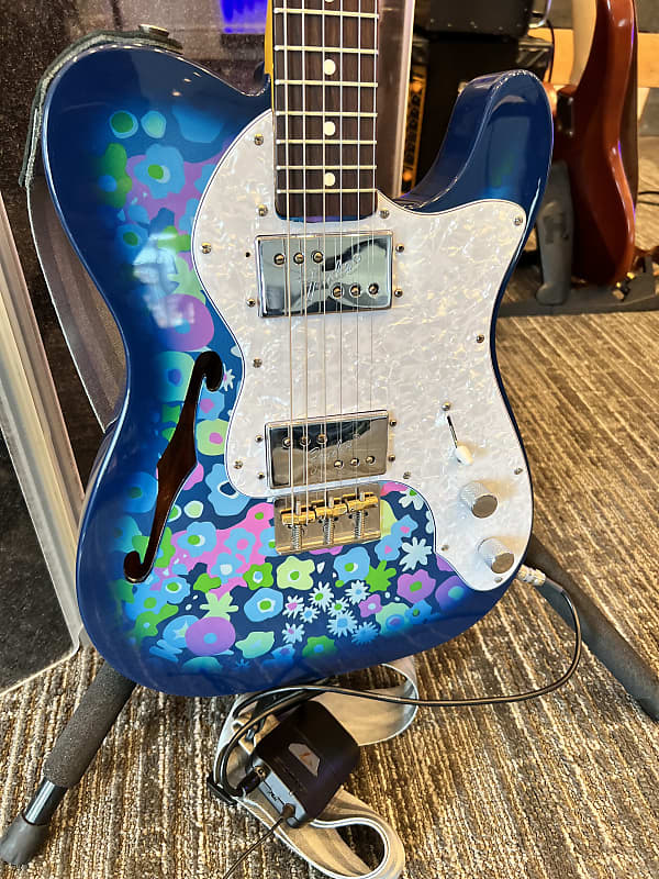 ‘68 Fender Style Blue Flower '72 Telecaster Tele Thinline | Reverb
