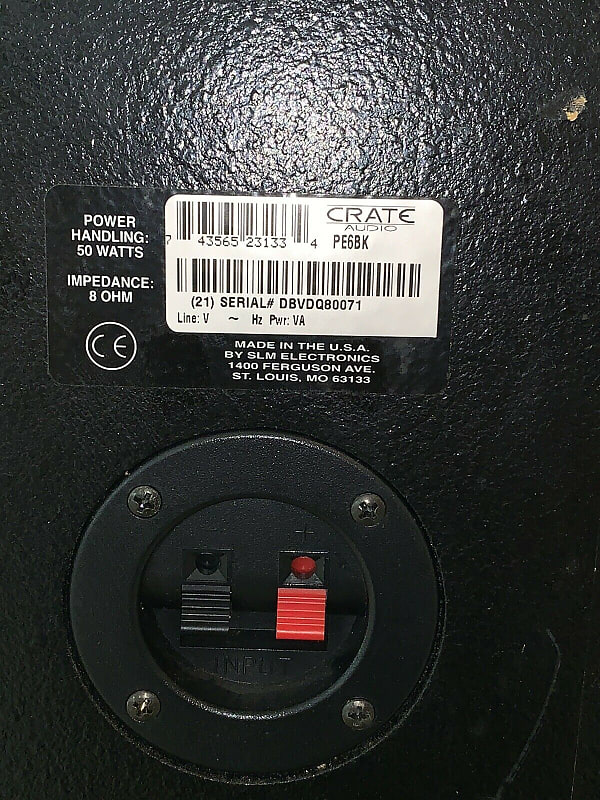 Crate PE6 Black Proaudio 2 Way Hi Fi Speaker Monitor Pair 50 | Reverb
