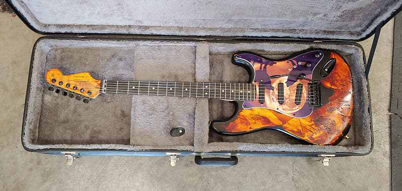 Fender Stratocaster COPY Guitar Black/Woodgrain | Reverb