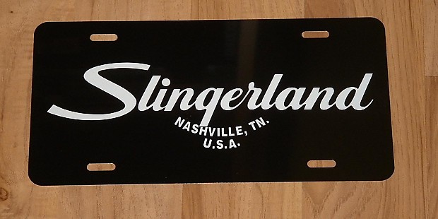 Slingerland License Plate.. Reflective lettering....Black | Reverb