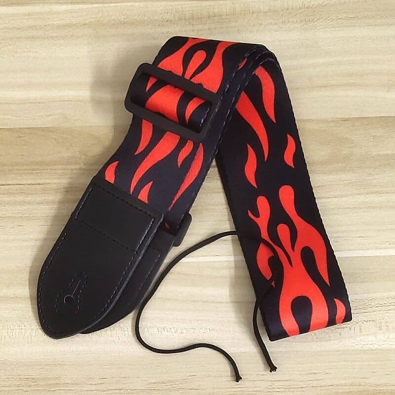 Red Flame Guitar and Bass Adjustable Strap | Reverb UK