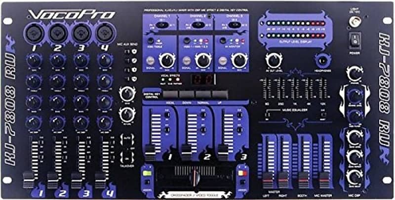VocoPro KJ-7808RV Professional KJ/DJ/VJ Mixer with DSP Mic | Reverb