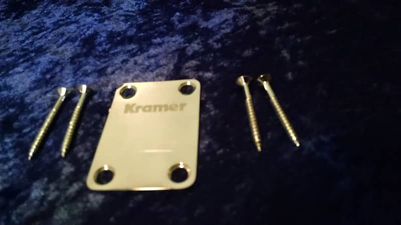 Kramer Neck plate chrome narrow w/screws | Reverb